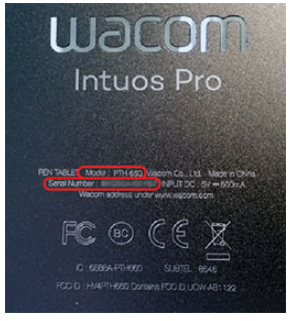Where can I find the model number & serial number of my Wacom device ...